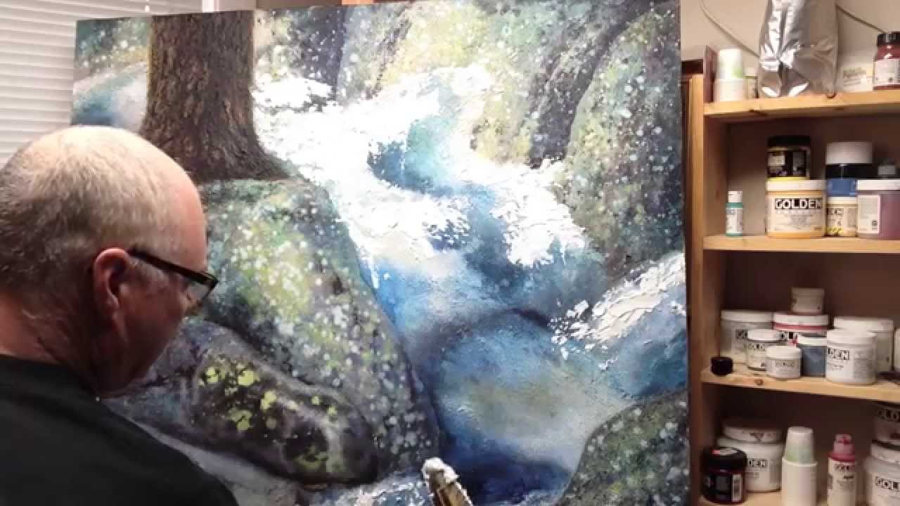 Thick acrylics on a highly absorbent surface - YouTube