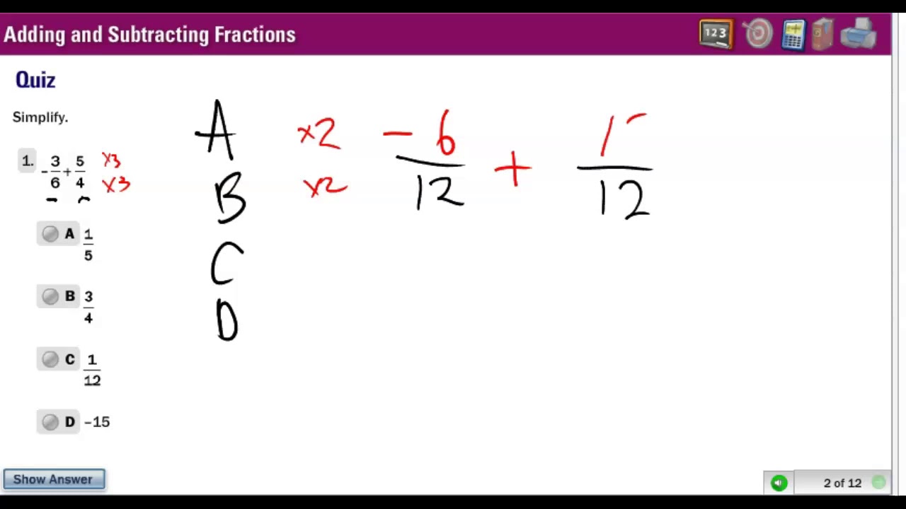 Adding and Subtracting Fractions (8th grade) - YouTube