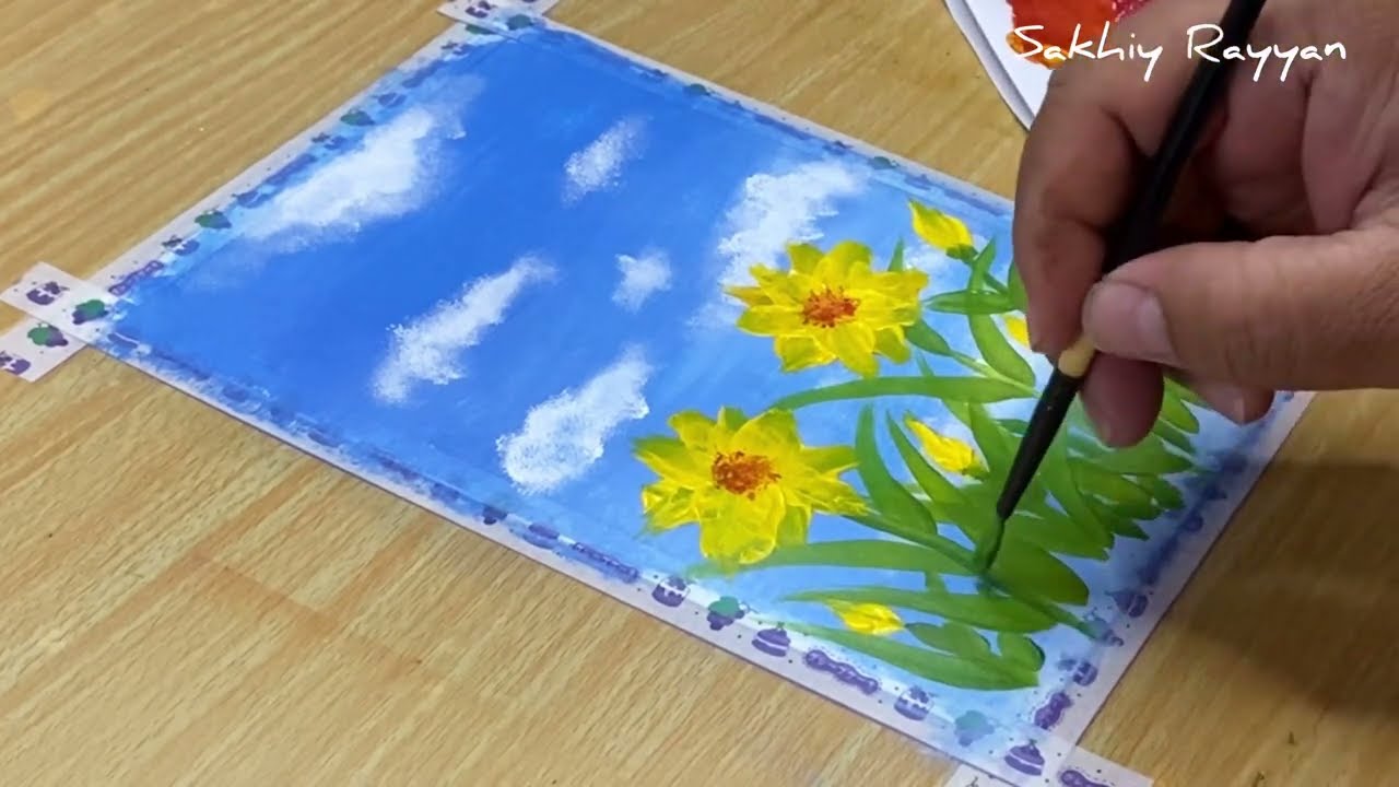 Bagaimana cara melukis awan dengan cat akrilik | Lukisan pemandangan ...