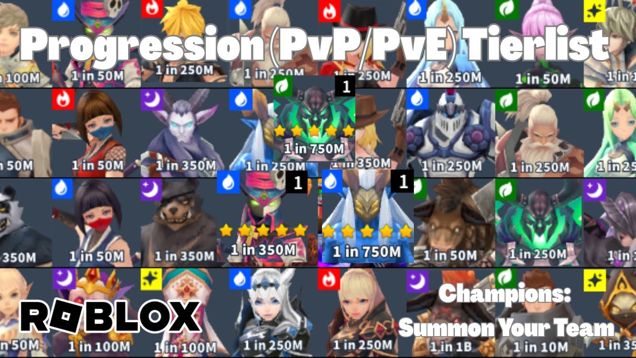 Progression (PvP/PvE) Tierlist UPDATE 11 Champions: Summon Your Team ...
