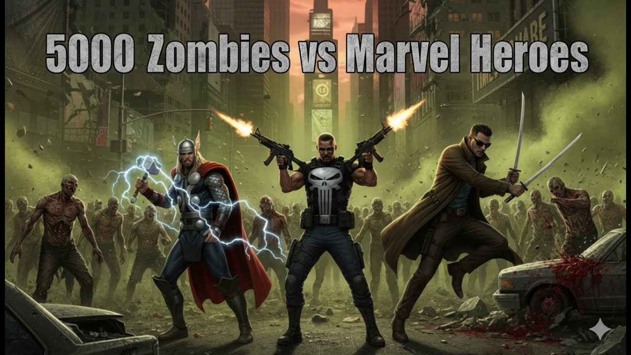5000 Zombies Vs 4 Marvel Heroes - Who will Win? - YouTube