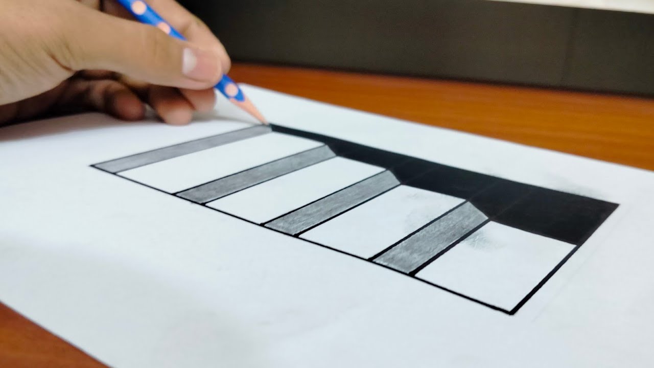 3D stairs realistic. how to draw real stairs. Guruji Arts - YouTube