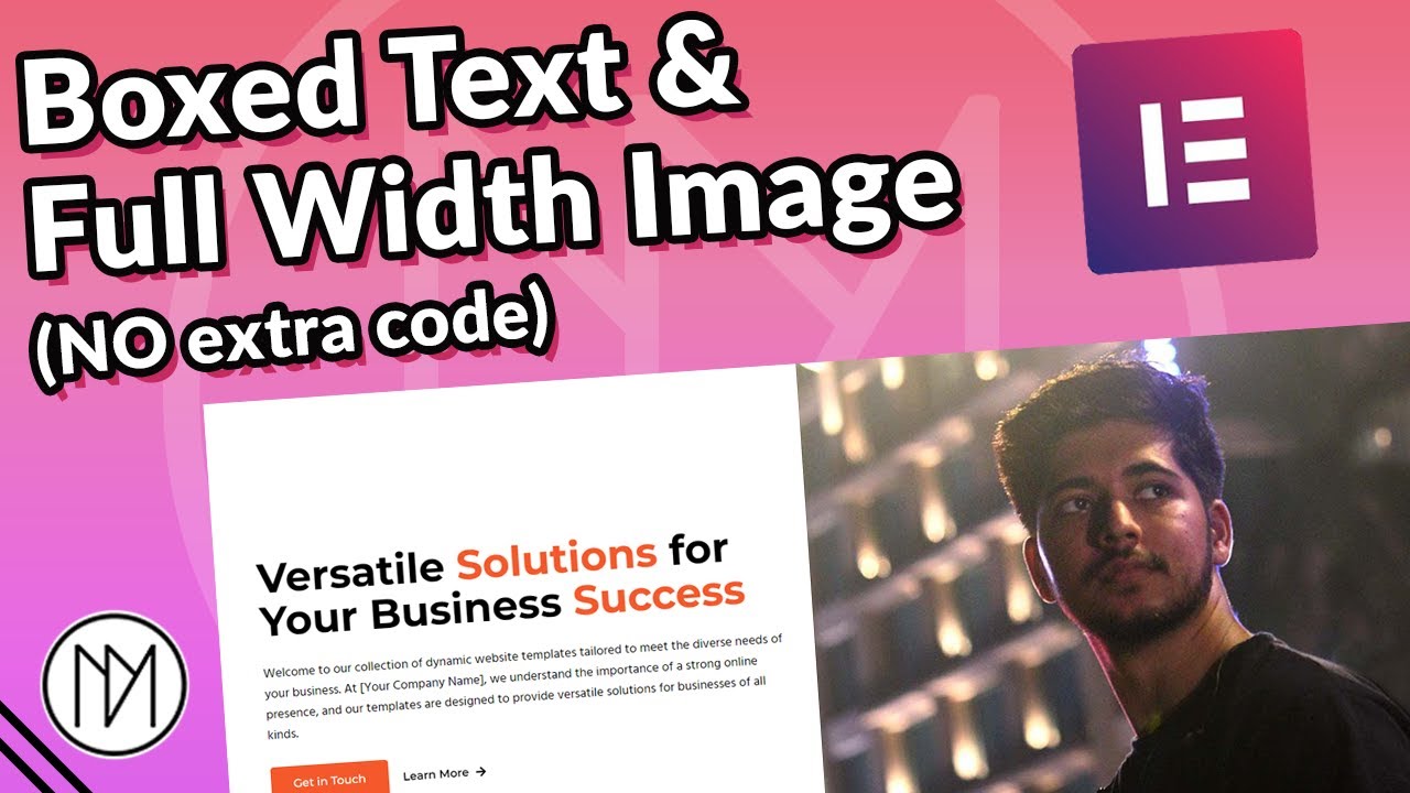 Flexible Two Column Layout With Boxed Text Full Width Image Elementor Tutorial No Css