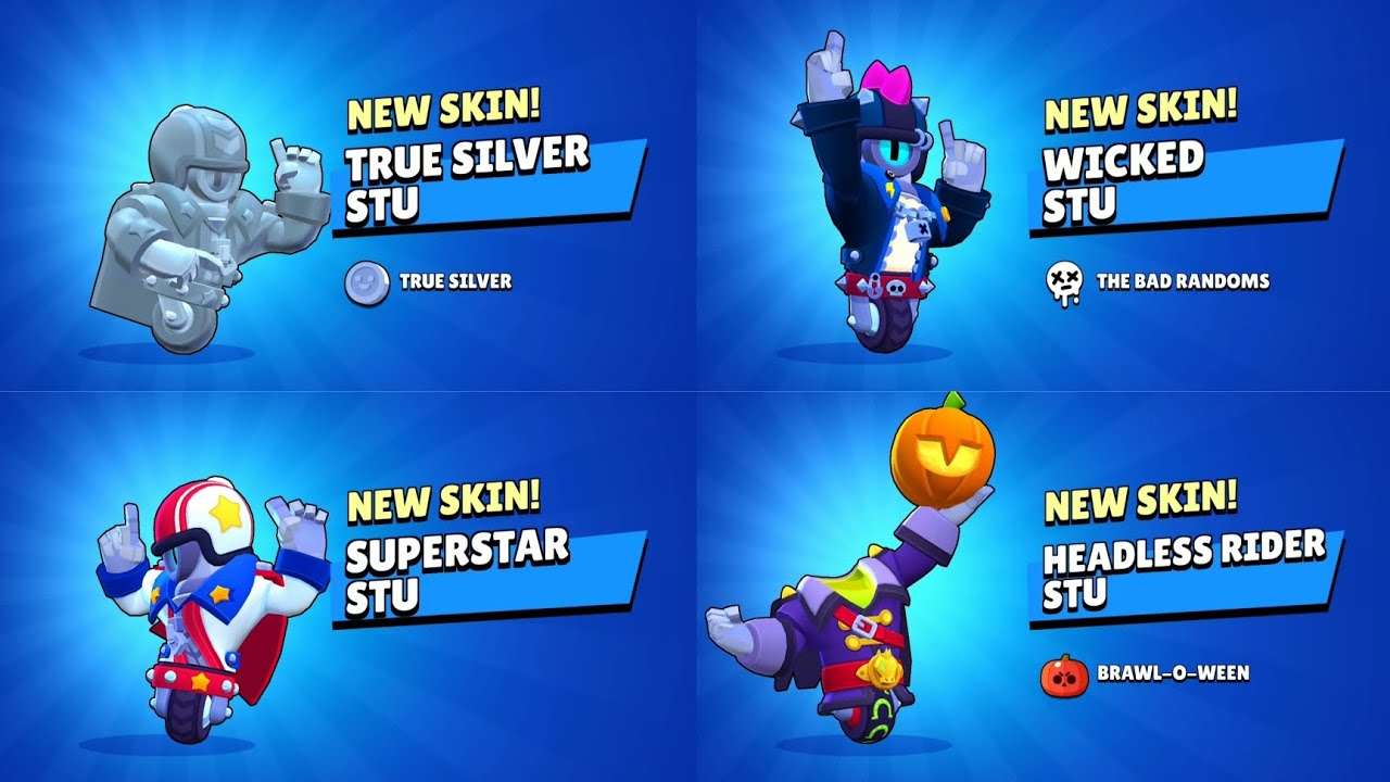 ALL STU SKINS UNLOCK ANIMATION | Brawl Stars - YouTube