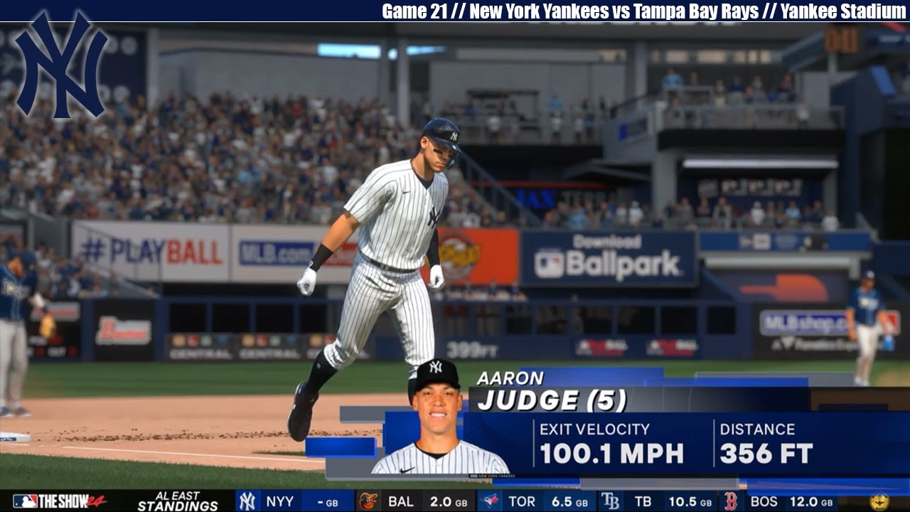 MLB THE SHOW 24 | New York Yankees vs Tampa Bay Rays | Game 21 - YouTube