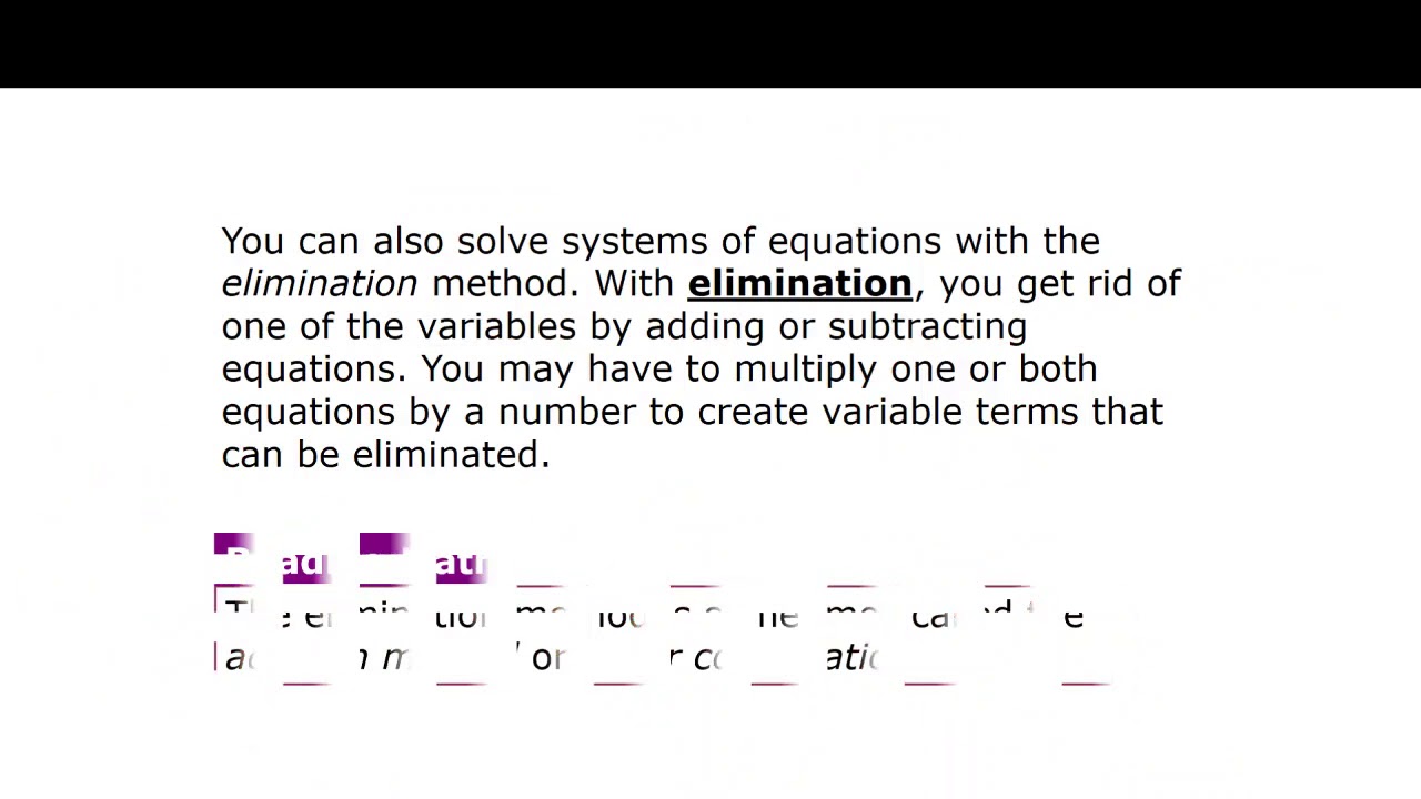 3-2 Using Algebraic Methods to solve linear systems - YouTube