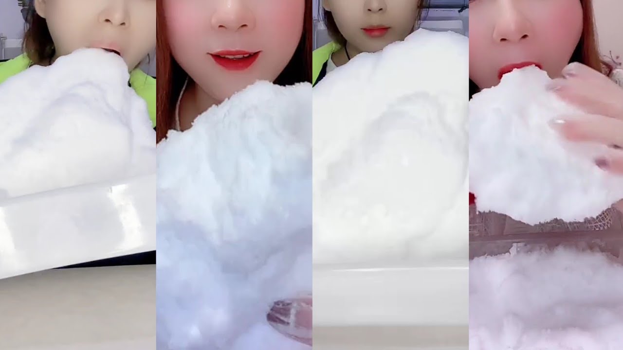 BIGBITES ICE 🧊 SOFTICE WHITEICE ASMR 💠 SHAVEDICE FLUFFY CRUNCHY ICE ...