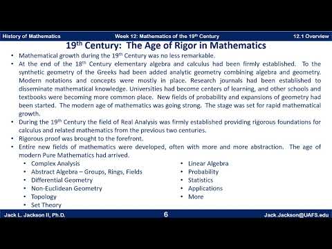 Math History 12.1 Overview of 19th Century Mathematics - YouTube