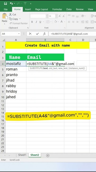 Convert Names To Emails In Excel Easy Guide Shorts Exceltech Exceltips Exceltricks Youtube