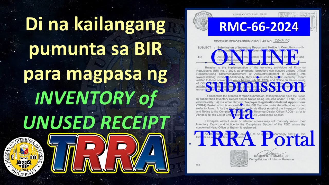 How to submit INVENTORY OF RECEIPT Online via BIR TRRA Portal? Di na ...