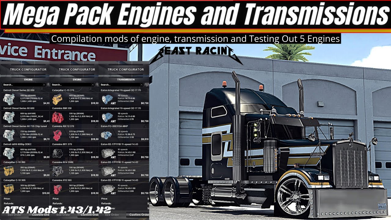 American Truck Simulator | New Engines and Transmission Pack [ATS 1.43 ...