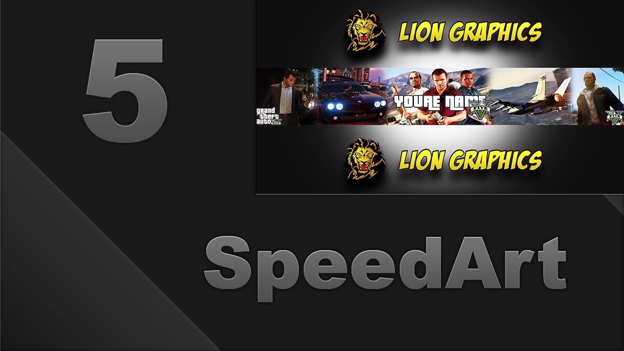 GTA V Banner - Speed art (#Photoshop CC) | Free Template - YouTube