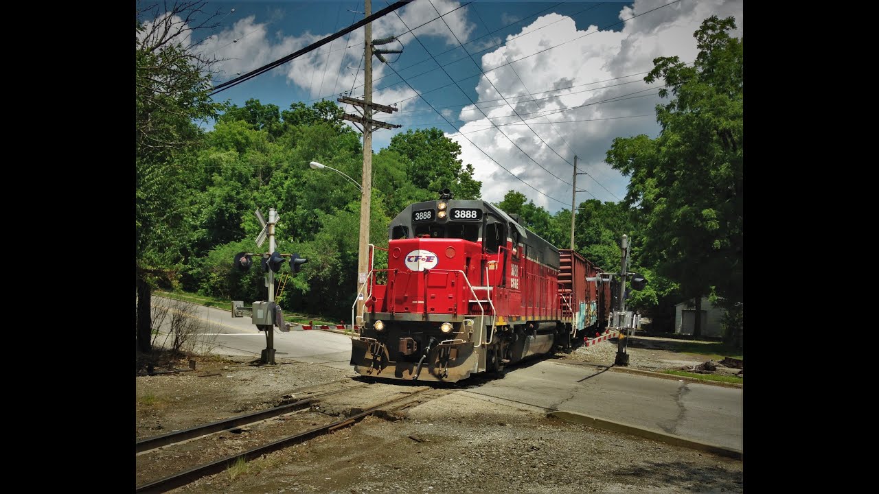 1080p: IROY 3888 & HLCX 7842 ride the Indiana and Ohio Railroad rails 4 ...
