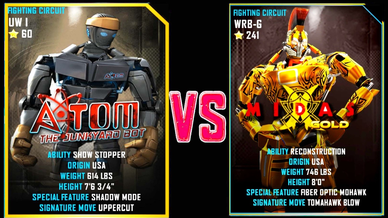 REAL STEEL WRB ATOM VS MIDAS GOLD New Robots UPDATE (Живая сталь) - YouTube