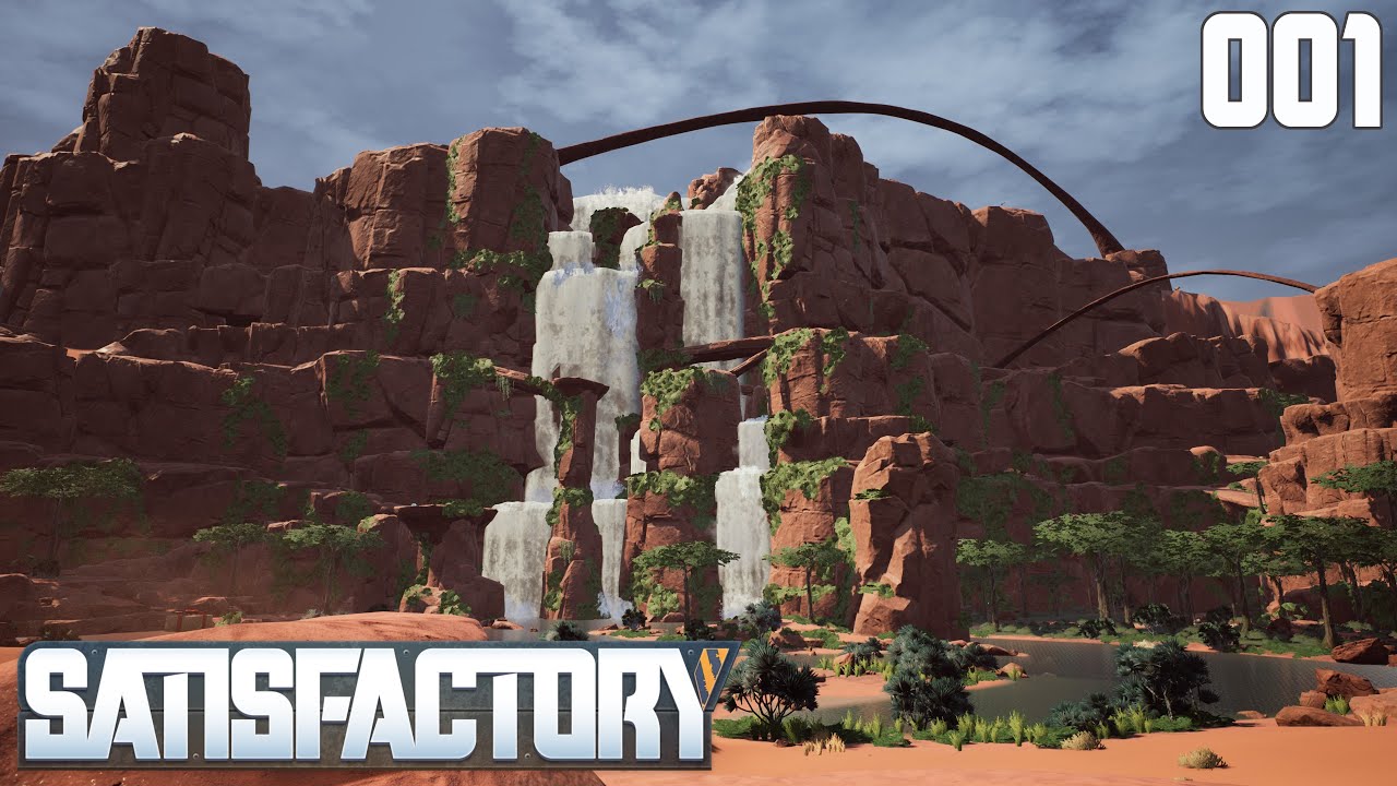 Satisfactory || On Top of a Waterfall! || Episode 001 - YouTube