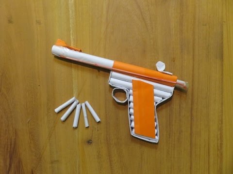 How to Make a paper pistol That shoots paper Bullets - Mini Gun - GTa ...