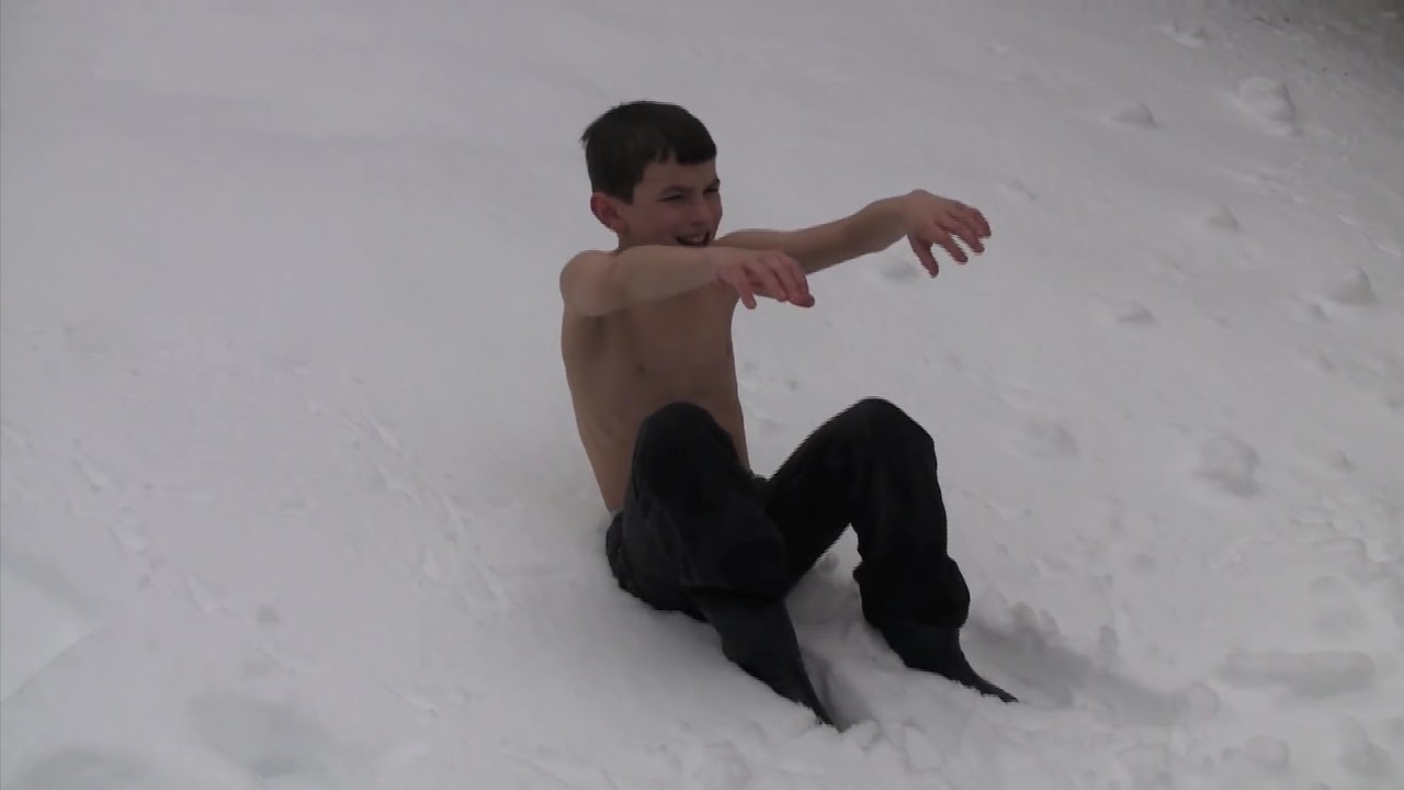 Snow angel - no shirt - being macho - YouTube