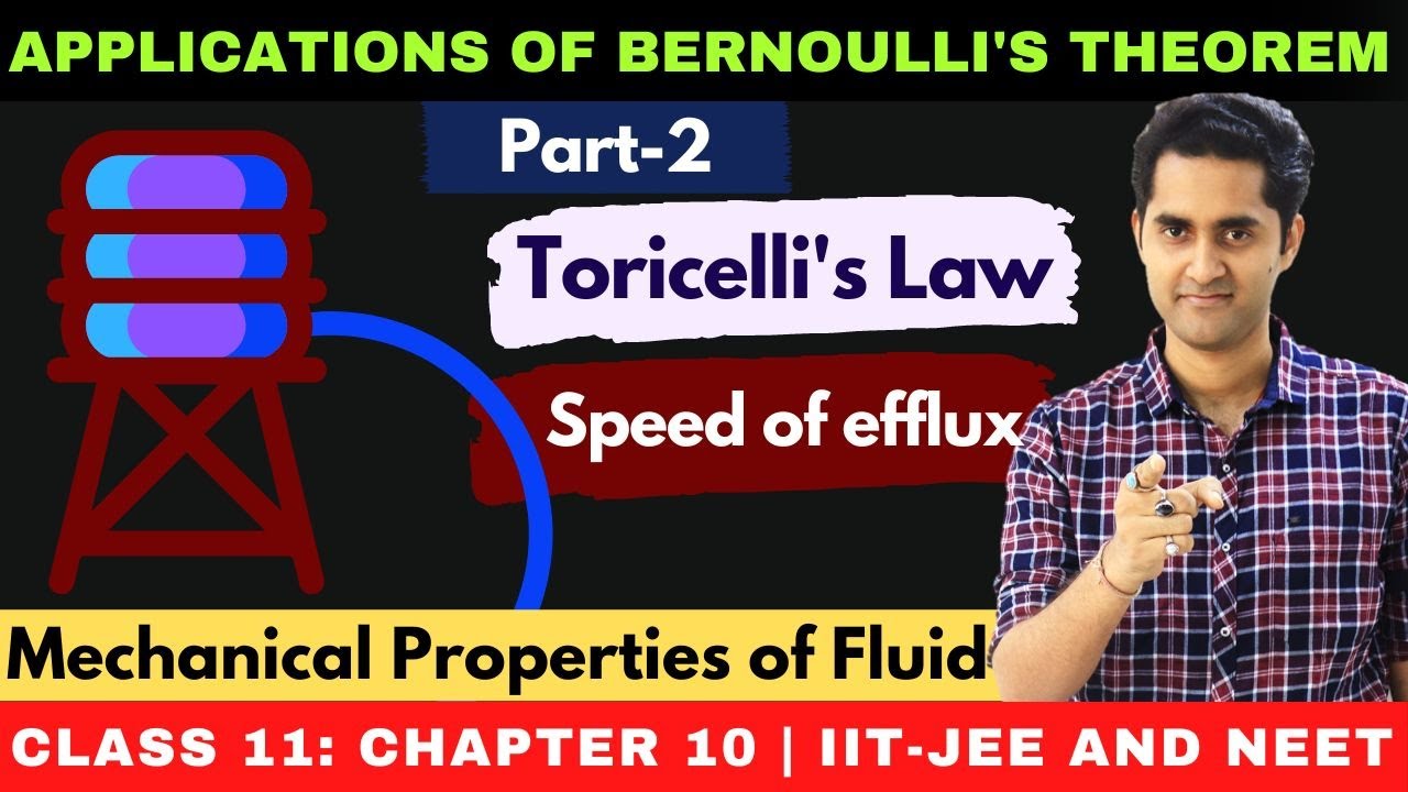 Mechanical properties of fluid | Toricelli's law | speed of efflux ...