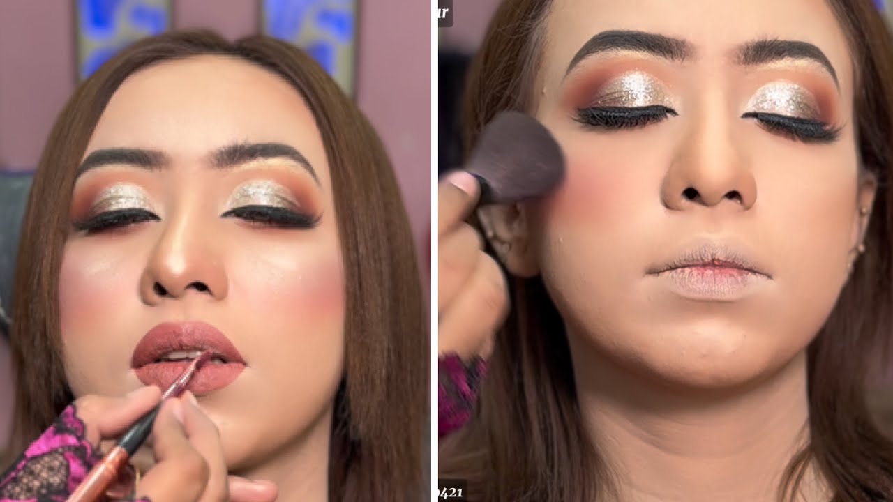 Soft Glamour Makeup Tutorial || Silver Eye Makeup Tutorial || Ouj Beauty Parlour - YouTube