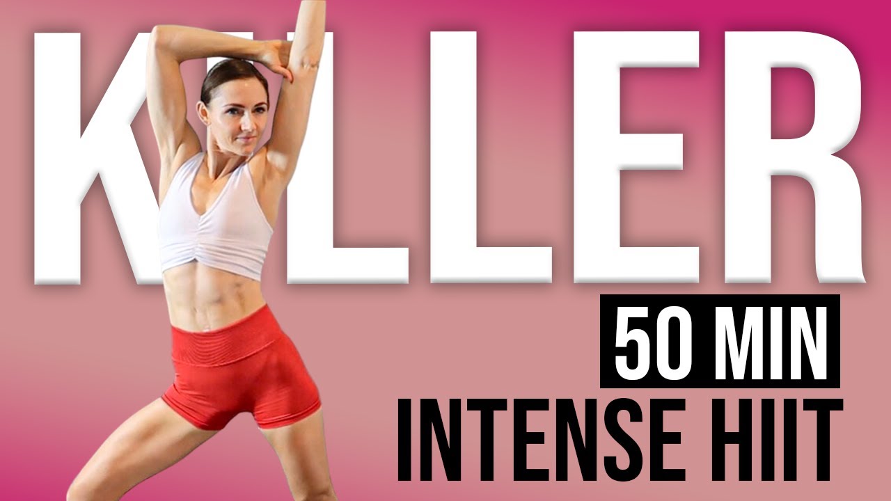 50 MIN KILLER HIIT (Advanced) Workout, No Equipment, Full Body Cardio ...