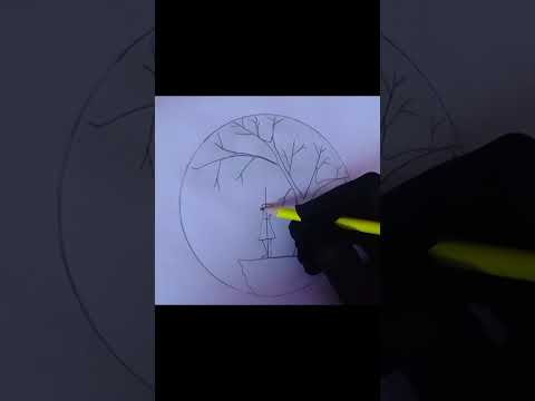 A cute girl under a tree 🌲 very easy drawing. step by step. - YouTube