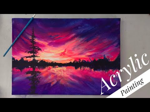 Acrylic PAINTING TUTORIAL| HOW TO PAINT A SUNSET | STEP BY STEP ️ - YouTube