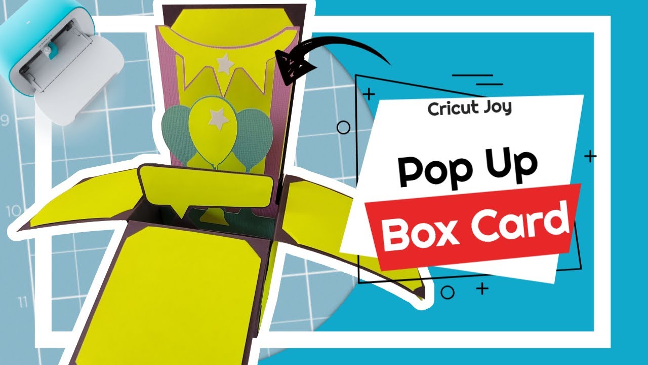 Customizable Cricut Joy 🎈 Pop Up Box Card featuring a Banner, Balloons ...