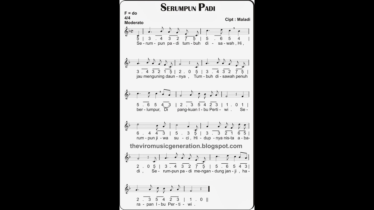 Serumpun PAdi | SBDP Musik | Notasi dan Lirik Lagu - YouTube