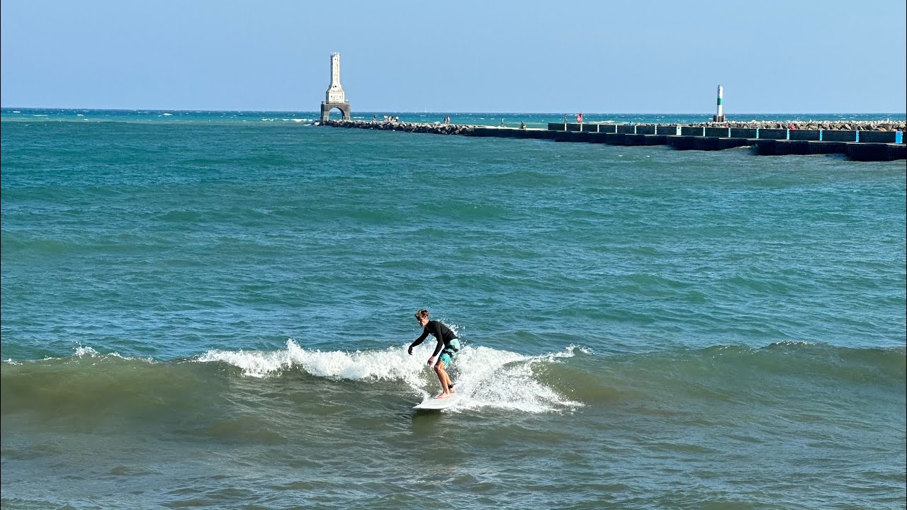 Lake Michigan Summer Surfing 2023(Port Washington WI) - YouTube
