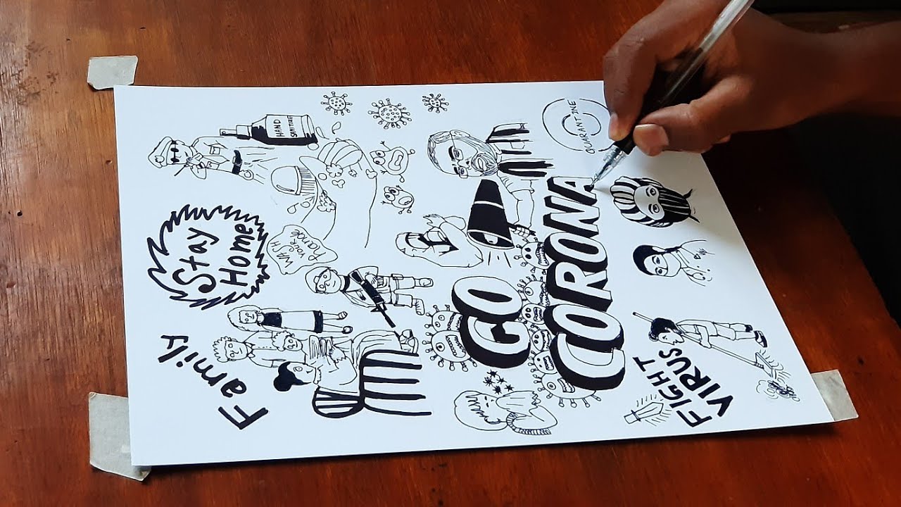 Doodling-Go Corona | Draw with Puspen - YouTube