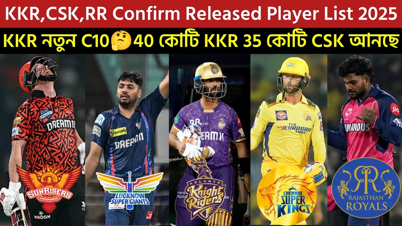 🚨Breaking🚨KKR,CSK,RR,SRH Confirm Released Player List 2025🔥KKR নতুন C10 ...