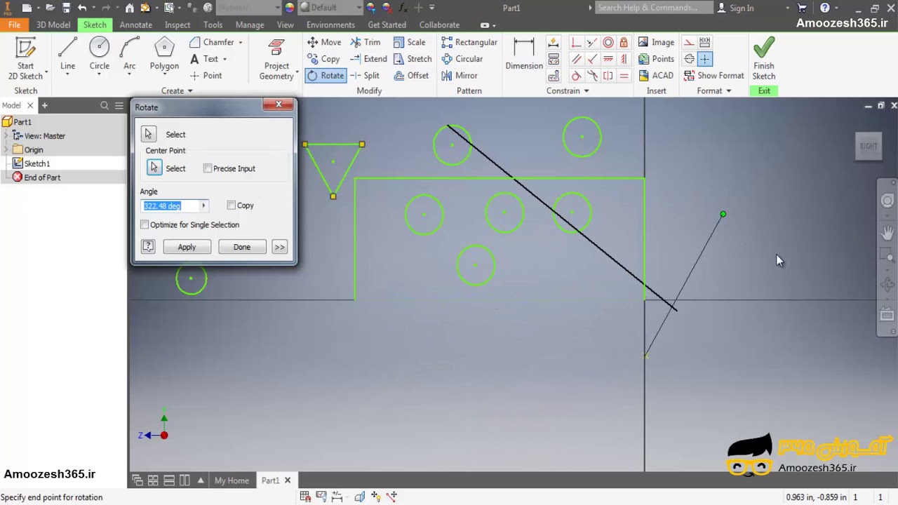 فرمان های rotate و split در نرم افزار اتودسک اینونتور 2019 (Autodesk ...