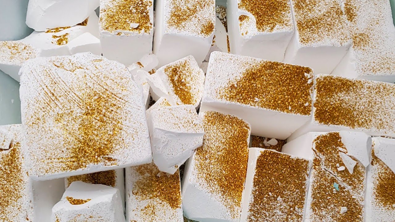 15 BLOCKS GOLD GLITTER ADER GYM CHALK CRUMBLE-ASMR - YouTube