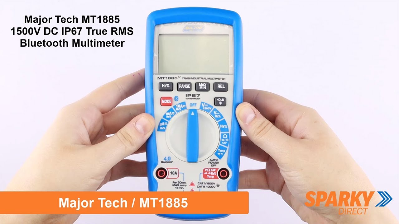 Major Tech MT1885 | 1500V DC IP67 True RMS Bluetooth Multimeter - YouTube