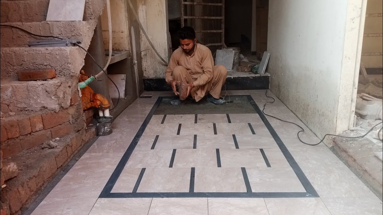 Tavera Marble installed floor with great designs - YouTube