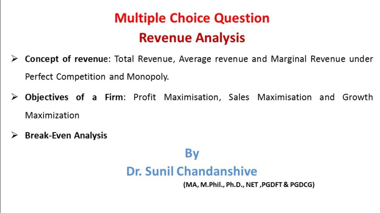 MUTIPLE CHOICE QUESTION ON REVENUE ANALYSIS, MCQs Business Economics ...
