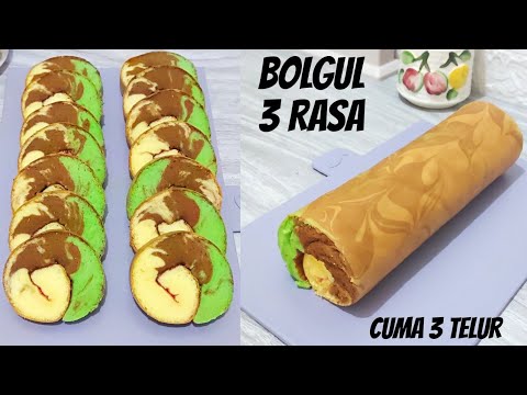 BOLU GULUNG 3 RASA | BOLU GULUNG MARMER CUMA 3 TELUR ENAK DAN LEMBUT ...