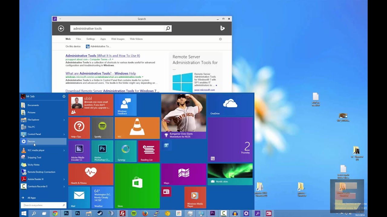 Windows 10 Start menu: Technical Preview - YouTube