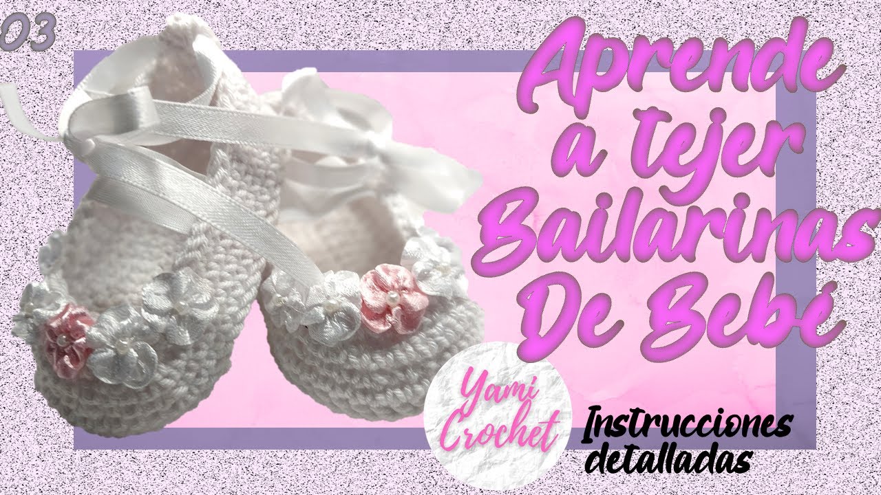 Aprende a tejer bailarinas de Bebe a Crochet. Talla 0 meses. Tejido a ...