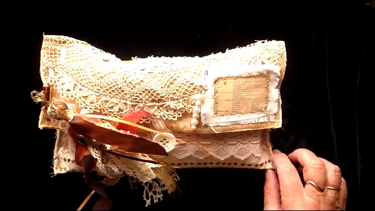 Vintage Look Bird Altered Book with Lacy Pouch 1 - YouTube