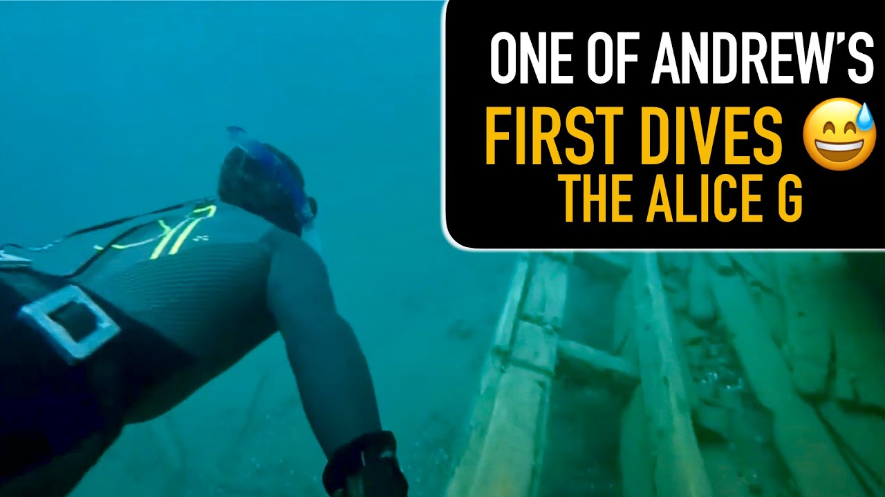 Freediving the Alice G Wreck, Tobermory Ontario | One of Andrew's FIRST ...