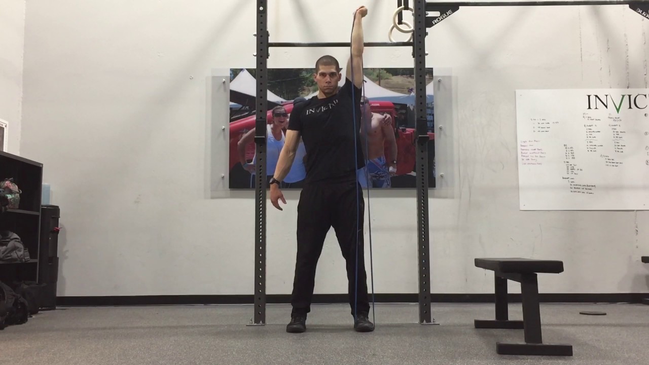 Single arm banded overhead press - YouTube