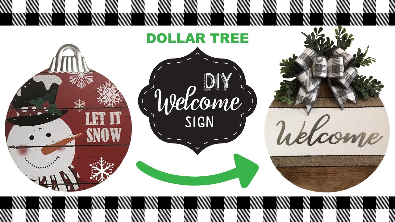 DIY Round Welcome Sign | Dollar Tree DIY | Farmhouse DIY - YouTube