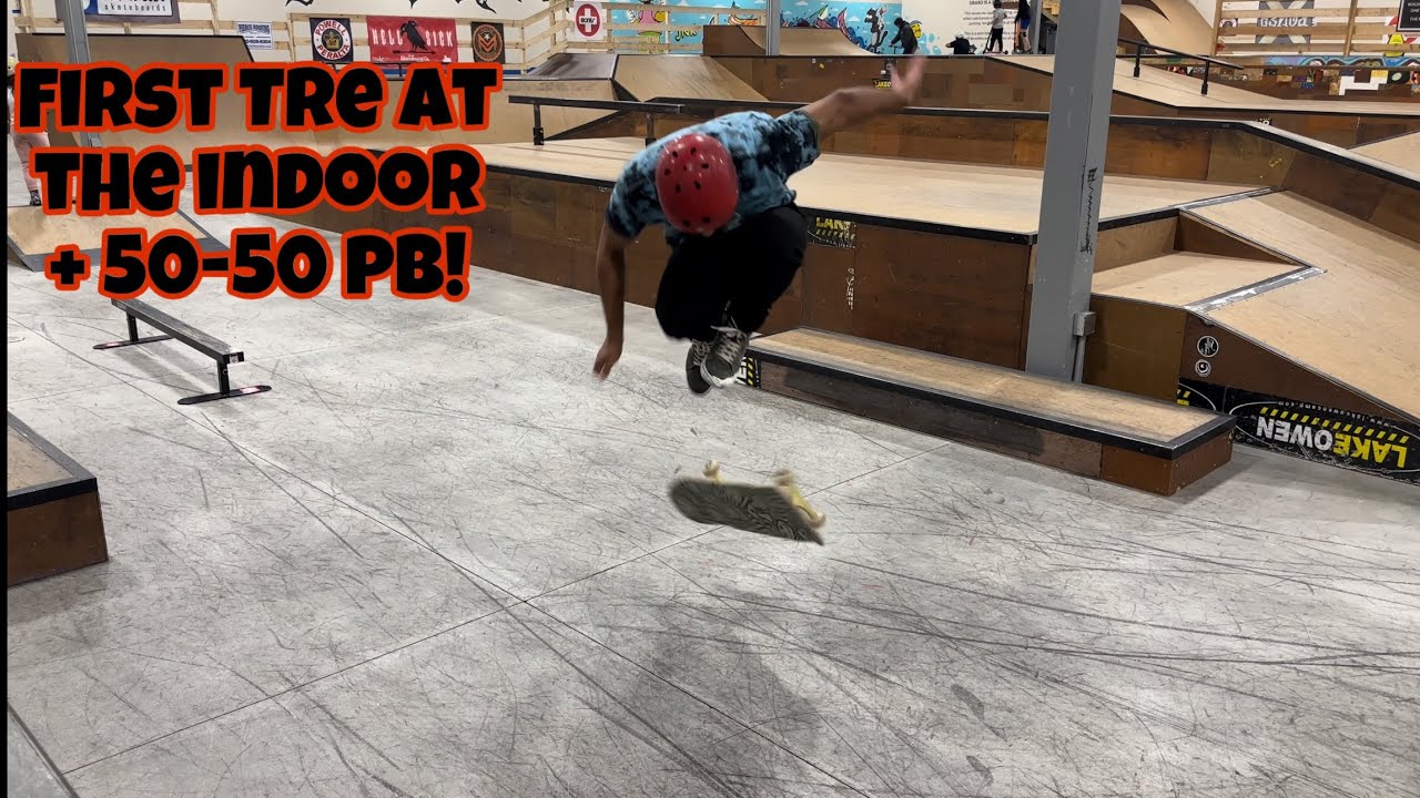 First Tre flip at the indoor! - YouTube