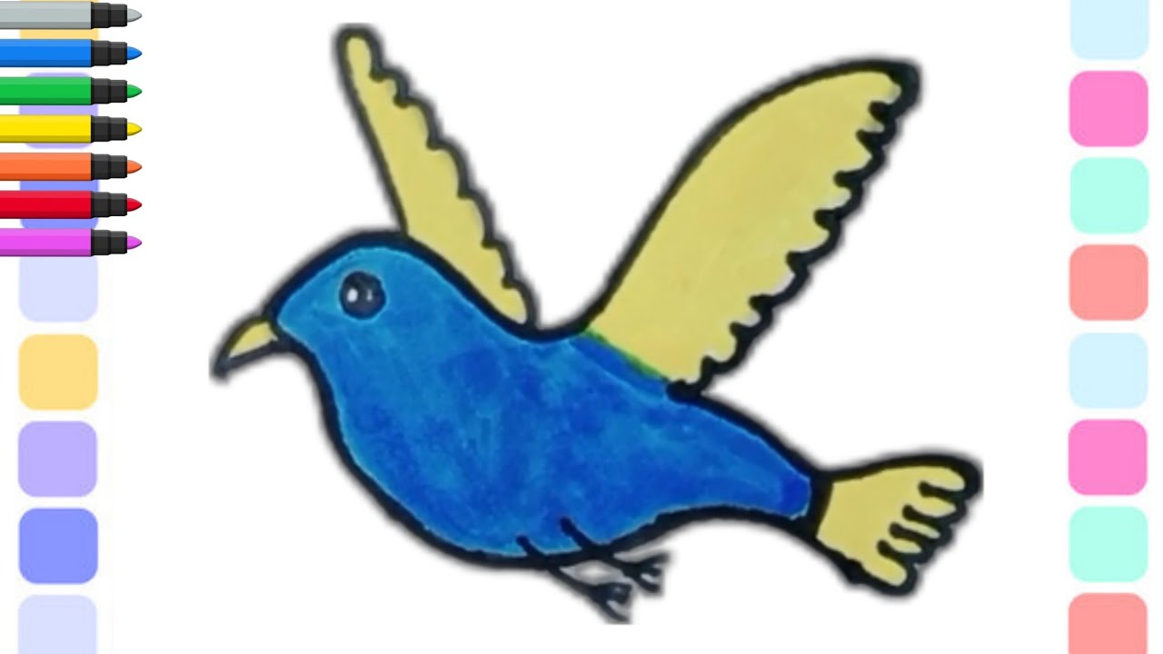 FLYING BIRD Drawing and Coloring for Kids and Toddlers Step by Step ...