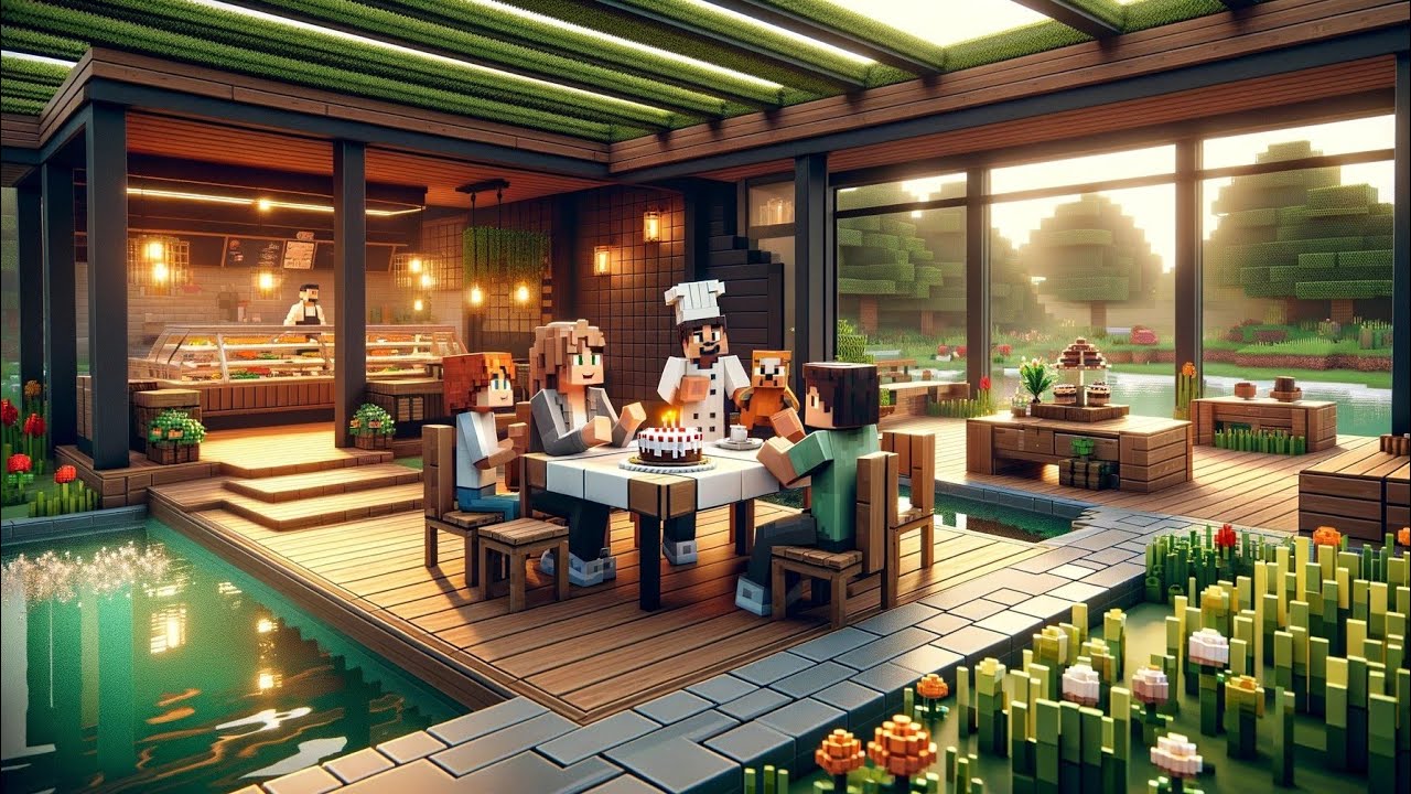 MINECRAFT CAFE IN REAL LIFE: kiddo minecraft - YouTube