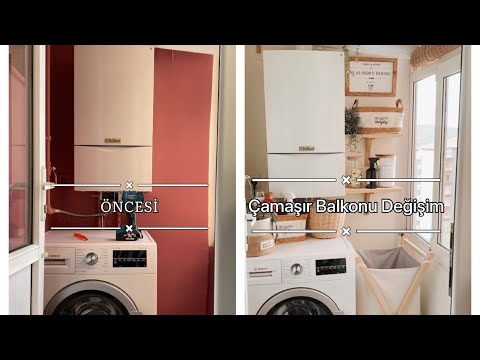 KÜÇÜK ÇAMAŞIR BALKONUMUZU DEĞİŞTİRİYORUZ VLOG🌿🌺