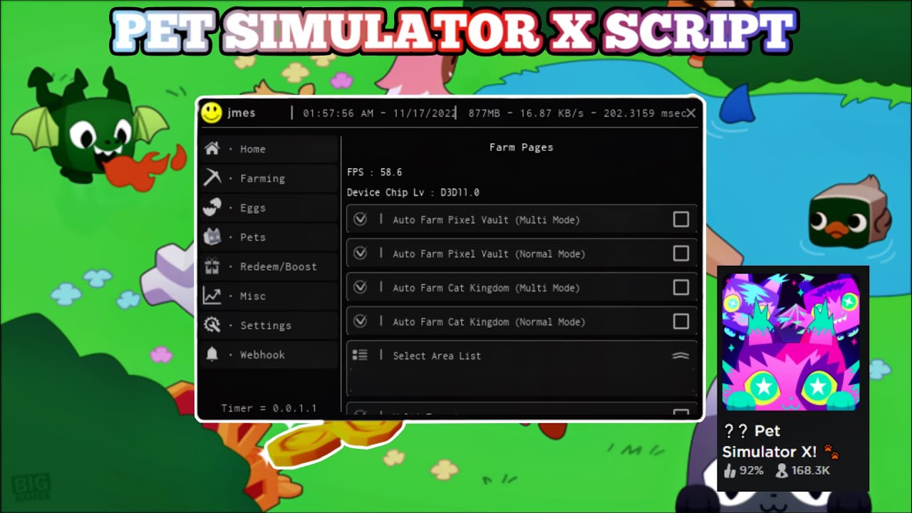 Roblox Pet Simulator X Script GUI - YouTube