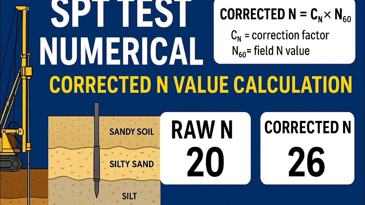 SPT Test Numerical Solved | Corrected N Value Calculation | Foundation ...