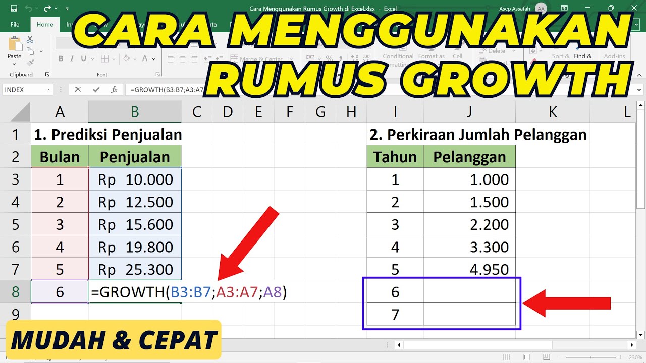Cara Menggunakan Rumus Growth di Excel dengan Mudah | Tutorial ...